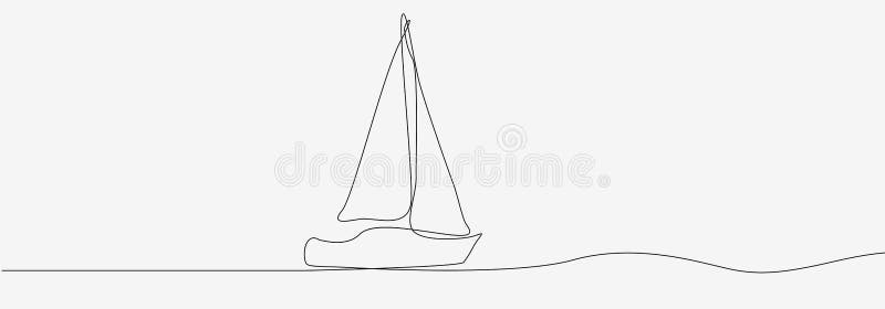 Continuous Line Drawing Of Sailing Boat Stock Vector - Illustration of ...