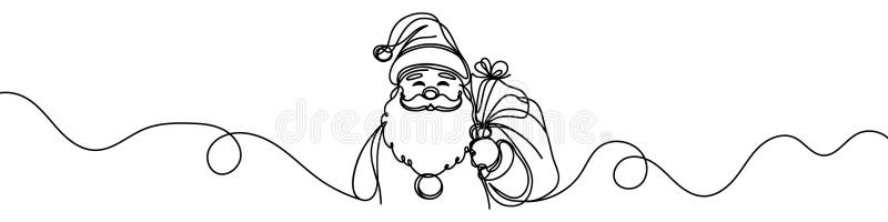 Continuous Line Drawing Santa Claus. Christmas Illustration Stock ...