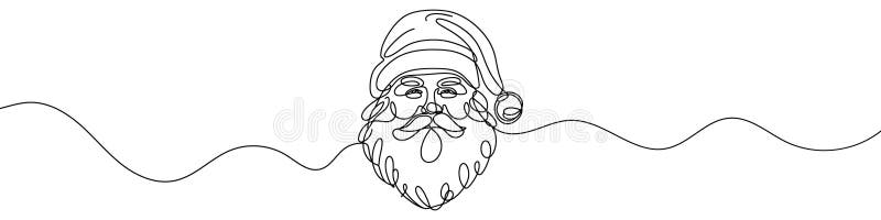 Continuous Line Drawing Santa Claus Face. Christmas Illustration Stock ...