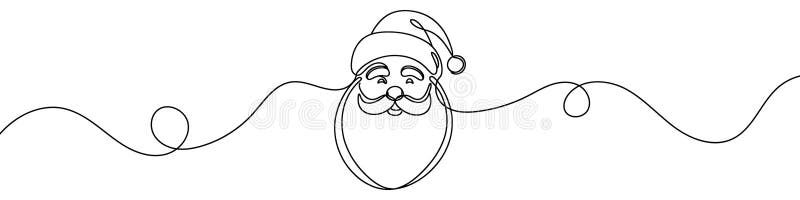 Continuous Line Drawing Santa Claus Face. Christmas Illustration Stock ...