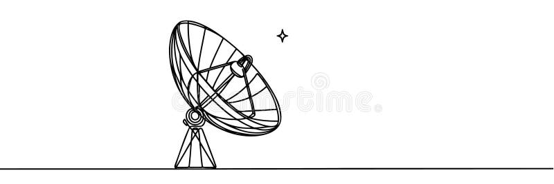 Continuous Line Drawing of Satellite Dish, Tecnologi Design, Object One ...