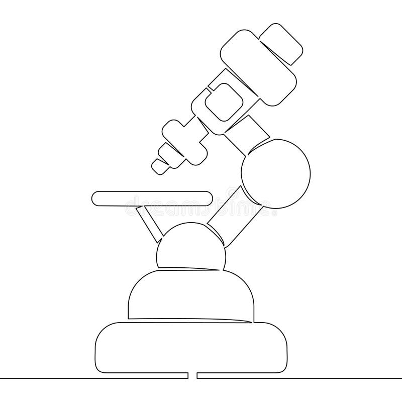 Continuous Line Drawing Scientific Microscope Stock Vector ...