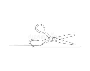 Continuous Line Drawing of Scissors. One Line of Scissors for Cutting ...