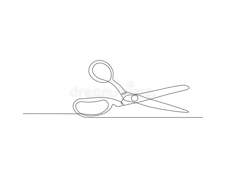 Continuous Line Drawing of Scissors. One Line of Scissors for Cutting ...