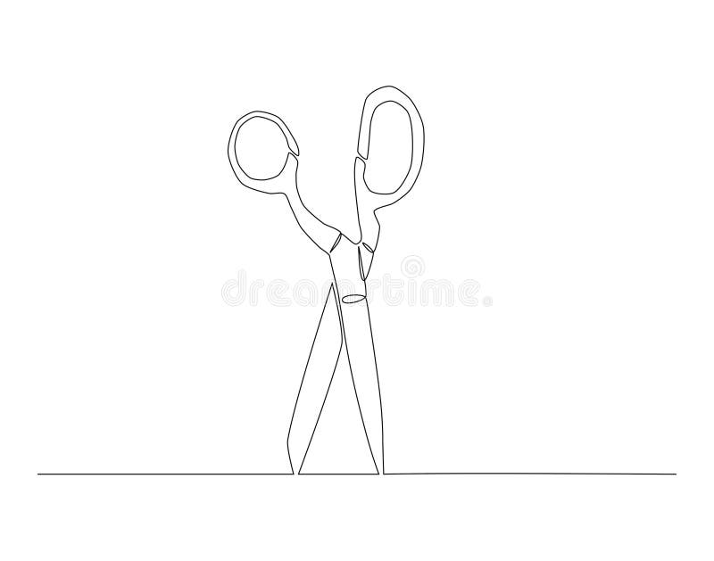 Continuous Line Drawing of Scissors. One Line of Scissors for Cutting ...
