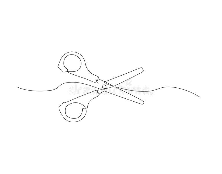 Continuous Line Drawing of Scissors. One Line of Scissors for Cutting ...
