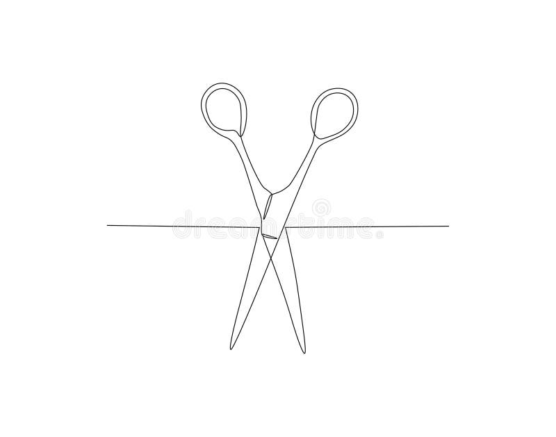 Continuous Line Drawing of Scissors. One Line of Scissors for Cutting ...