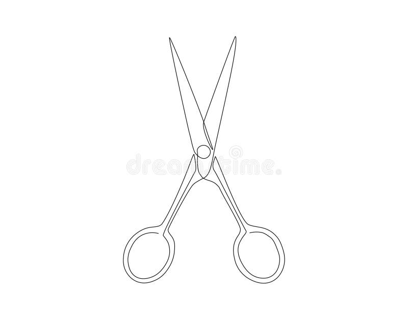 Continuous Line Drawing of Scissors. One Line of Scissors for Cutting ...