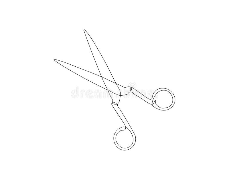 Continuous Line Drawing of Scissors. One Line of Scissors for Cutting ...