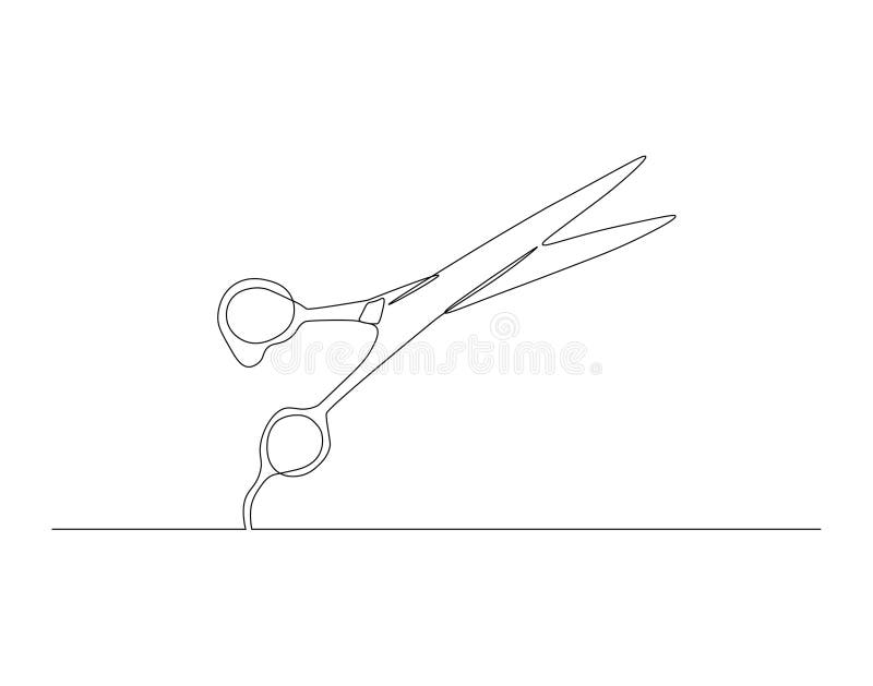Continuous Line Drawing of Scissors. One Line of Scissors for Cutting ...