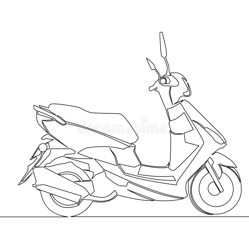 Continuous Line Drawing Scooter Motorcycle Icon Vector Illustration ...