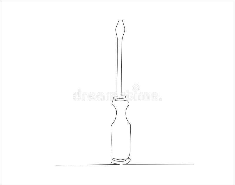 Continuous Line Drawing of Screwdriver. One Line of Screwdriver ...