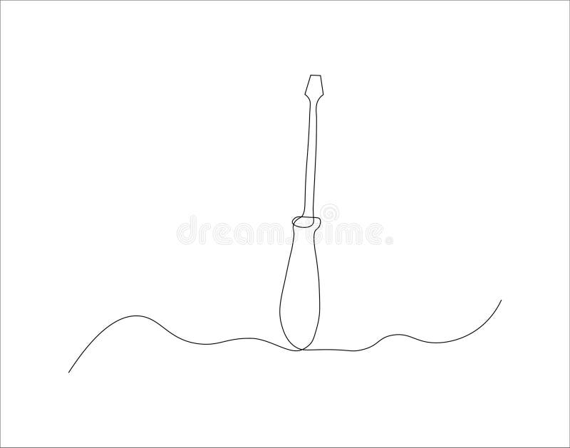 Continuous Line Drawing of Screwdriver. One Line of Screwdriver ...