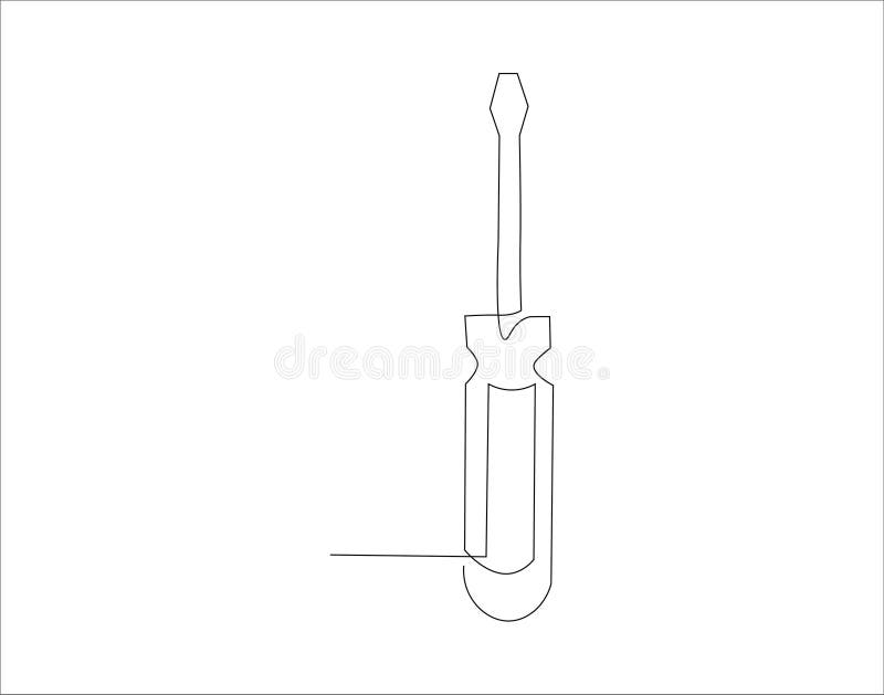 Continuous Line Drawing of Screwdriver. One Line of Screwdriver ...