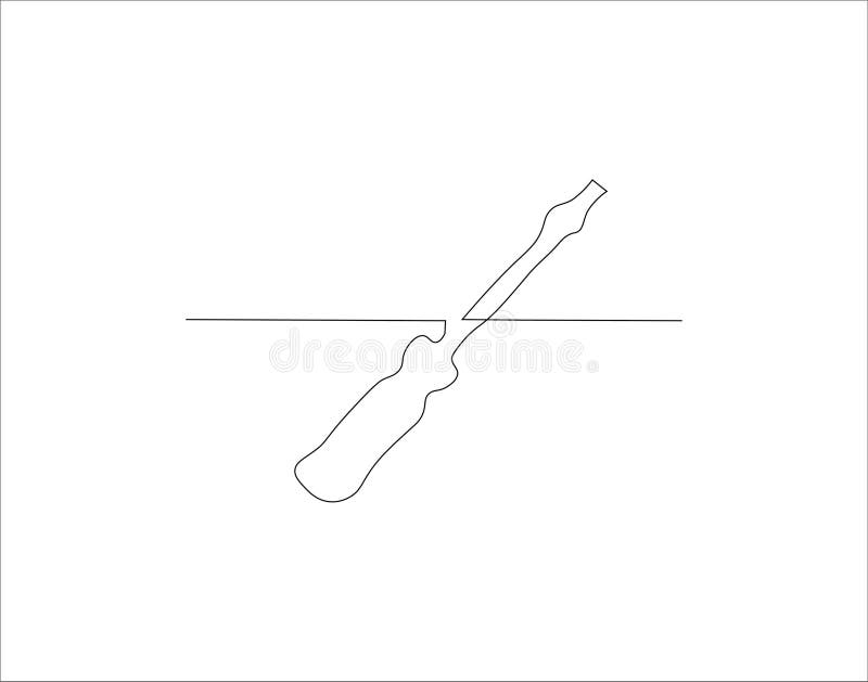 Continuous Line Drawing of Screwdriver. One Line of Screwdriver ...