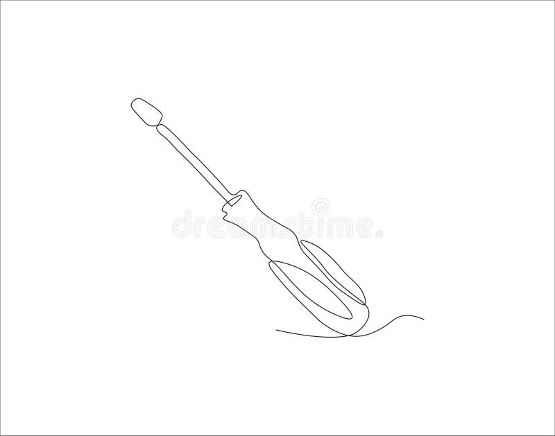 Continuous Line Drawing of Screwdriver. One Line of Screwdriver ...