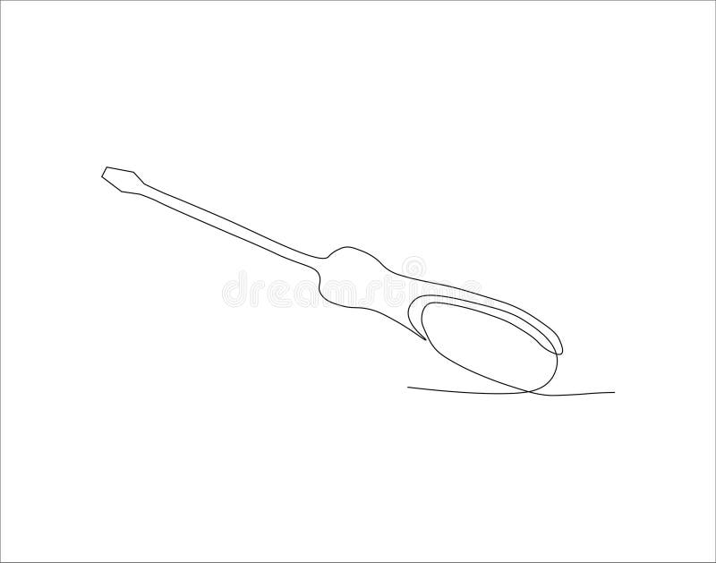 Continuous Line Drawing of Screwdriver. One Line of Screwdriver ...