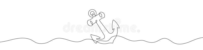 Continuous Line Drawing of Sea Anchor. One Line Drawing Background ...