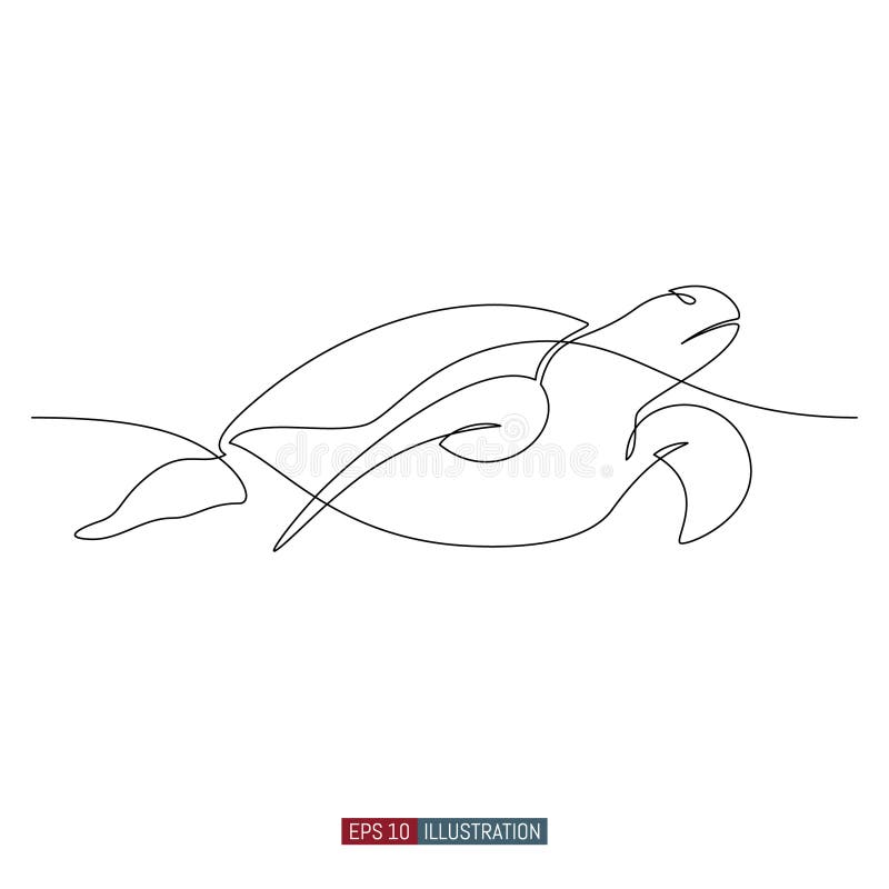 Continuous Line Drawing of Sea Turtle Swims. Template for Your Design ...