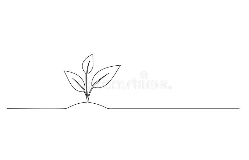 Continuous Line Drawing of Seedling on Ground Stock Vector ...