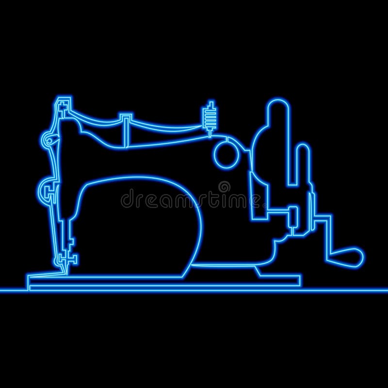 Continuous Line Drawing Sewing Machine Atelier Tailor Icon Neon Glow ...