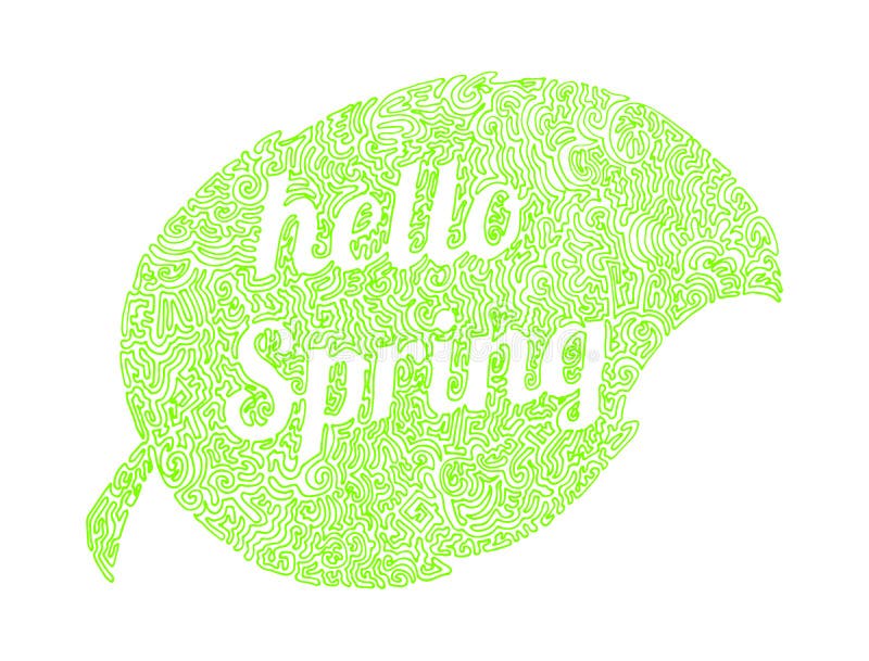 Continuous Line Drawing a Shape of Leaf with the Inscription Hello ...