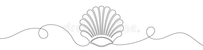 Continuous Line Drawing of Shell. One Line Drawing Background Stock ...