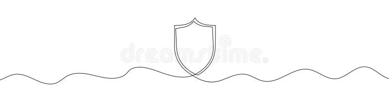 Continuous Line Drawing of Shield. One Line Drawing Background ...