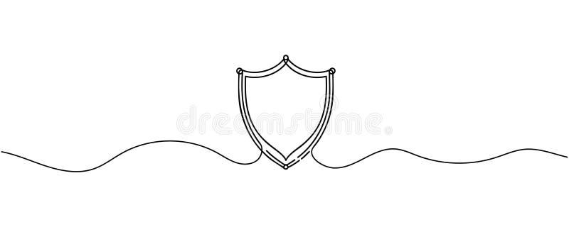 Continuous Line Drawing of Shield. One Line Drawing Background. Vector ...