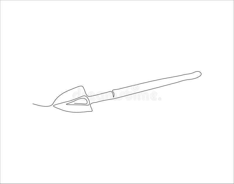 Continuous Line Drawing of Shovel. One Line of Shovel. Gardening Tool ...