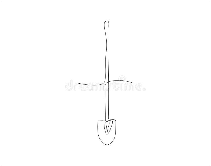 Continuous Line Drawing of Shovel. One Line of Shovel. Gardening Tool ...
