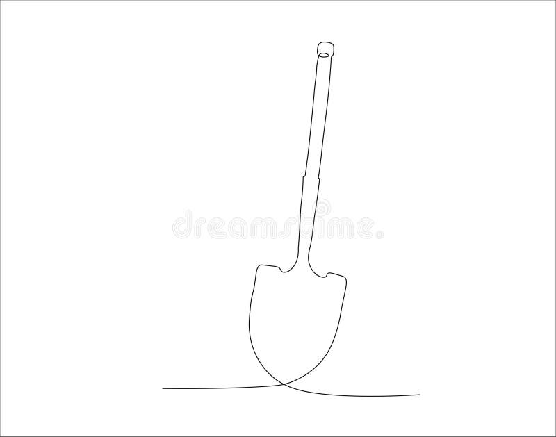 Continuous Line Drawing of Shovel. One Line of Shovel. Gardening Tool ...