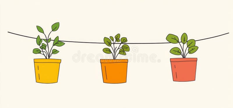 Continuous Line Drawing Showing the Growth Stages of a Plant. Featuring ...