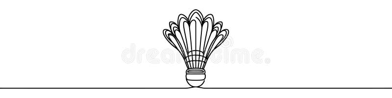 Continuous Line Drawing of Shuttlecock on White Background Stock ...
