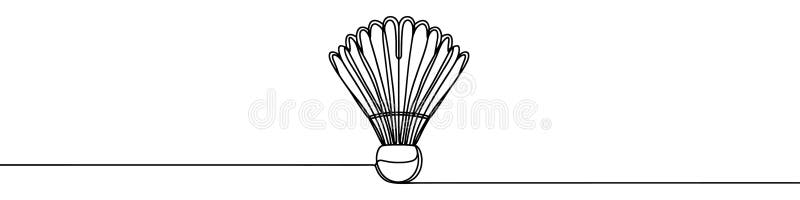 Continuous Line Drawing of Shuttlecock on White Background Stock ...