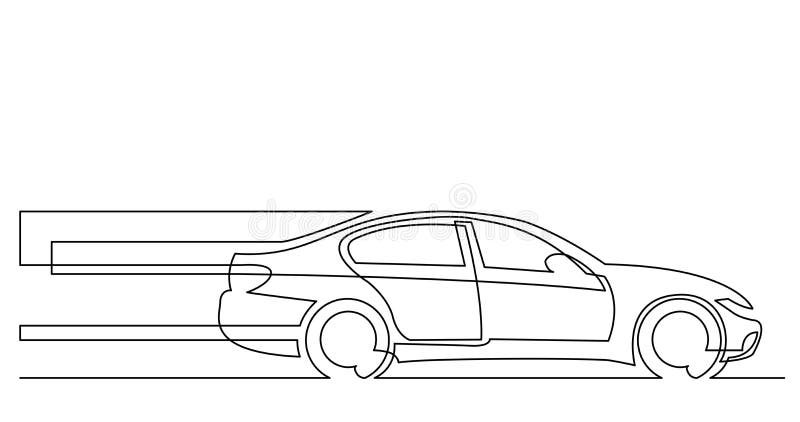 Continuous Line Drawing of Side View of Modern Sedan Car Driving Fast ...