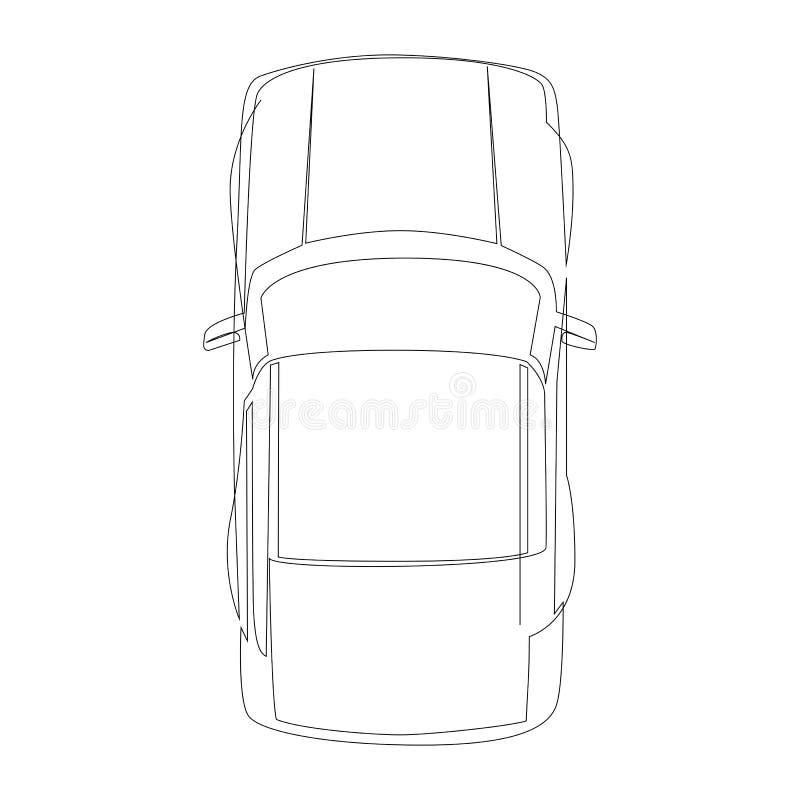 Continuous Line Drawing of a Simple Car. View from Above. Vector ...