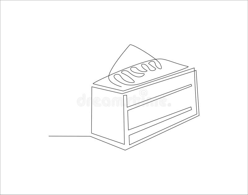 Continuous Line Drawing of Slice of Cake. One Line of Slice Cake. Cake ...