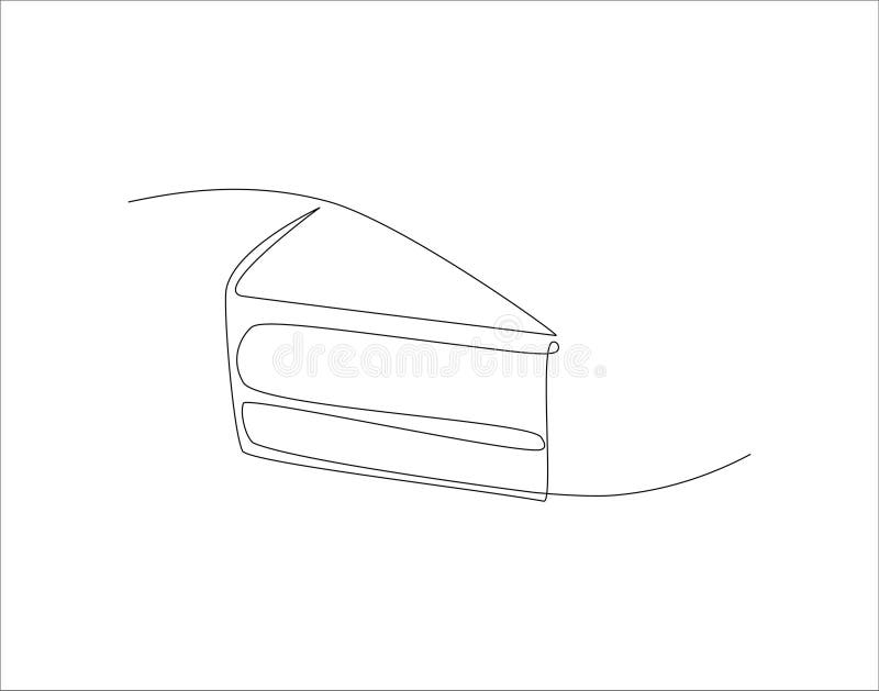 Continuous Line Drawing of Slice of Cake. One Line of Slice Cake. Cake ...