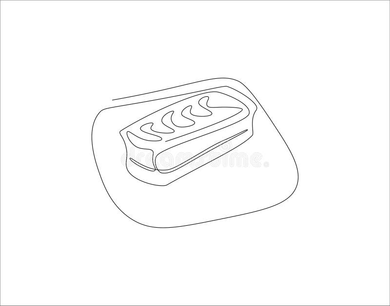 Continuous Line Drawing of Slice of Cake. One Line of Slice Cake. Cake ...