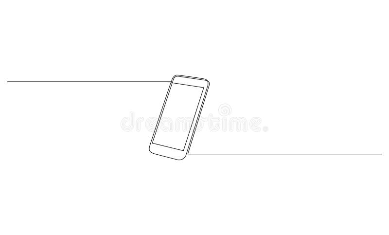 Continuous Line Drawing of Smartphone. Cell Phone Linear Banner. Single ...