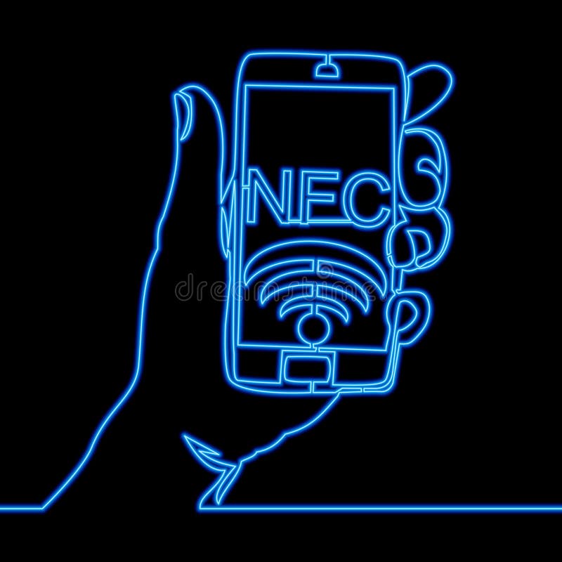 Continuous Line Drawing Smartphone Nfc Payment App Neon Concept Stock ...