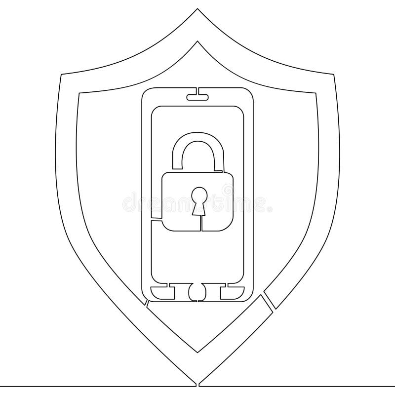 Continuous Line Drawing Smartphone Protection Stock Vector ...