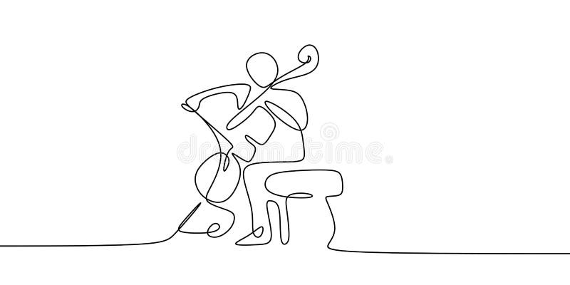 Continuous Line Drawing of Someone Playing Classical Music Instruments ...