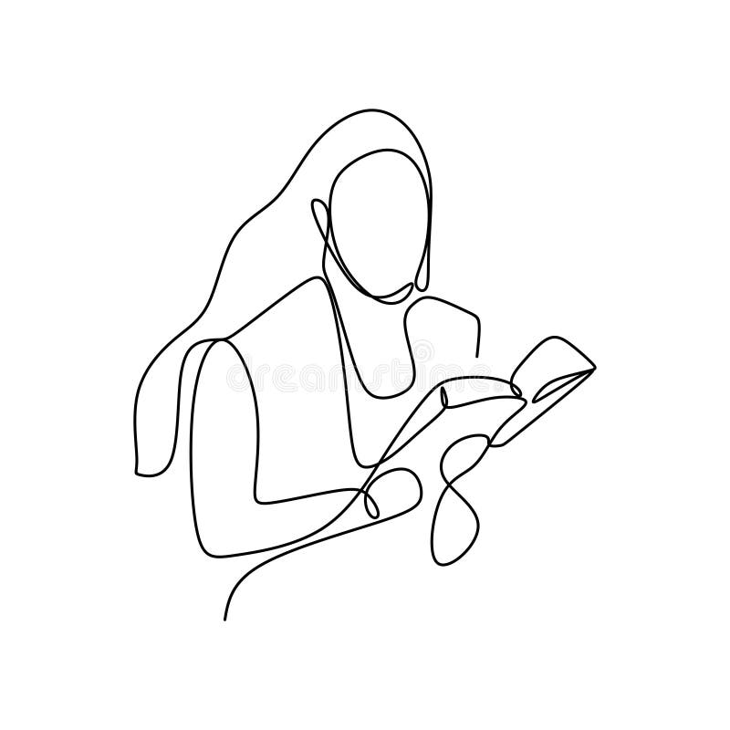Continuous Line Drawing of Someone Reading a Book Stock Vector ...