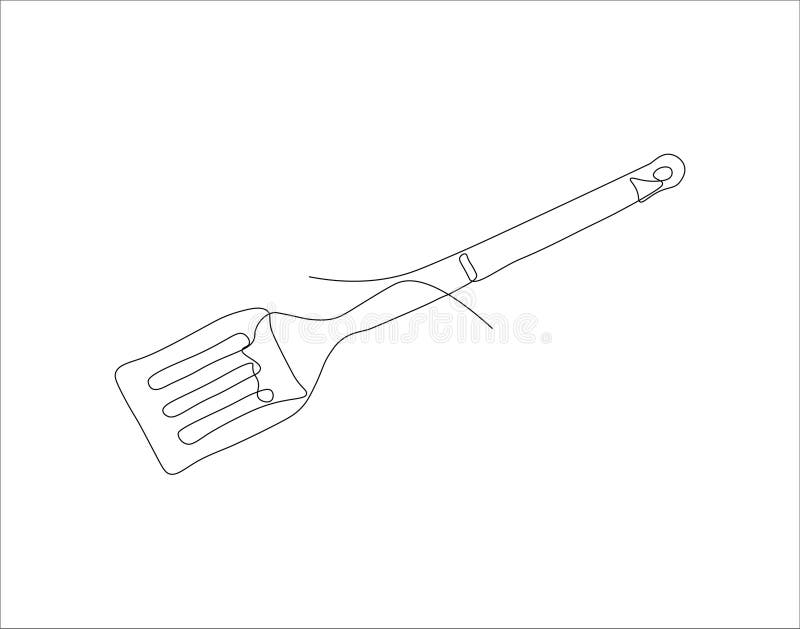 Continuous Line Drawing of Spatula. One Line of Spatula. Kitchen Tool ...