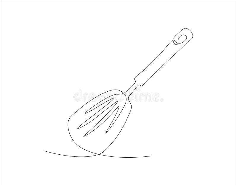 Continuous Line Drawing of Spatula. One Line of Spatula. Kitchen Tool ...