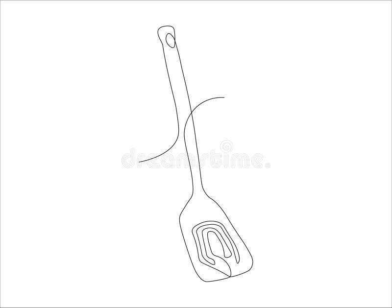 Continuous Line Drawing of Spatula. One Line of Spatula. Kitchen Tool ...