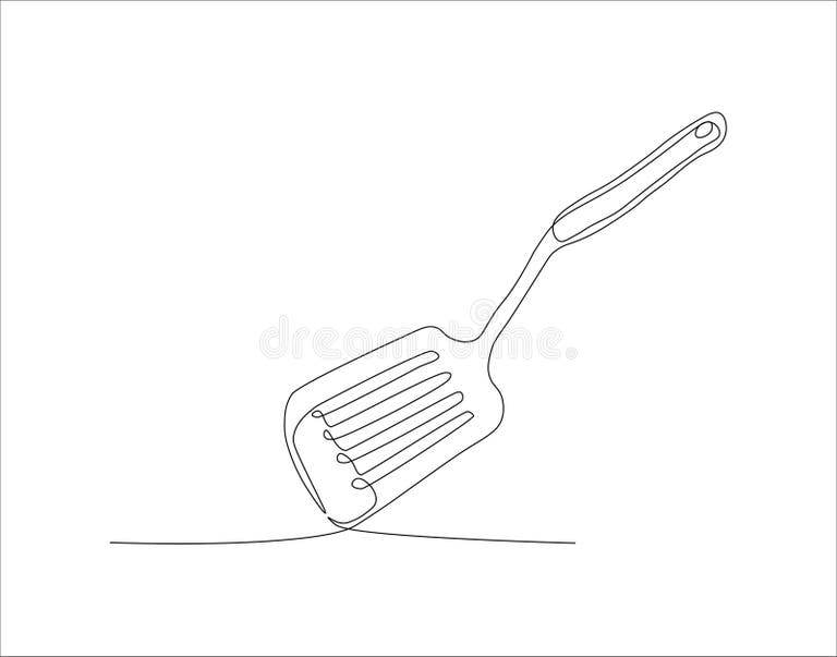 Continuous Line Drawing of Spatula. One Line of Spatula. Kitchen Tool ...