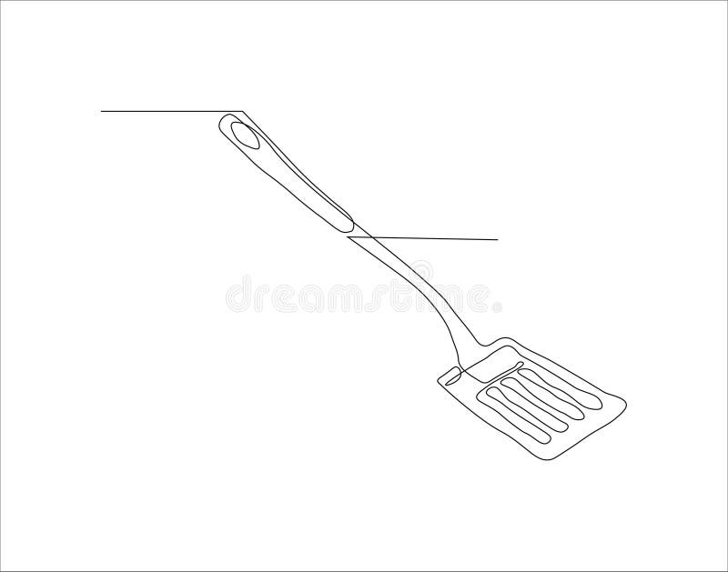 Continuous Line Drawing of Spatula. One Line of Spatula. Kitchen Tool ...